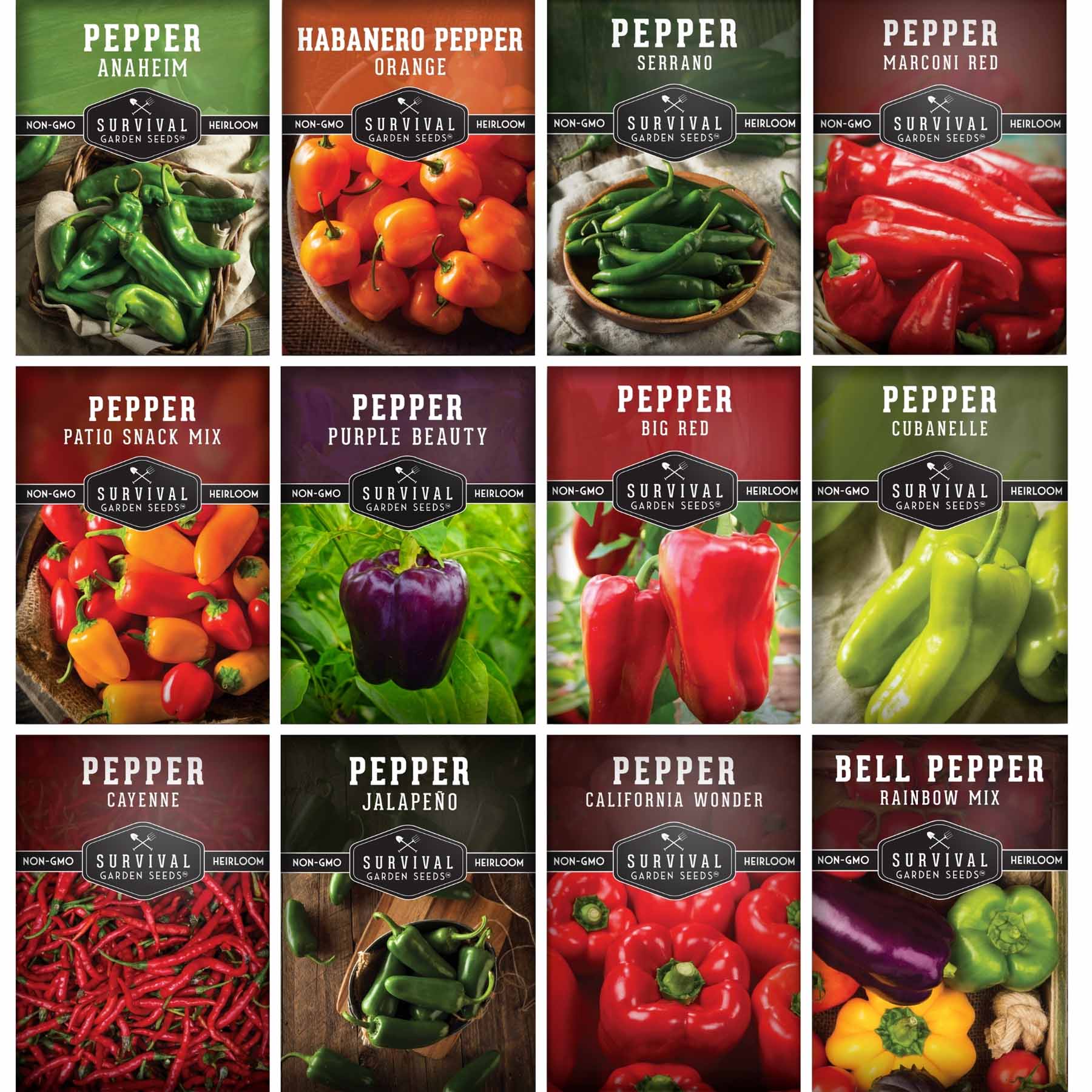 12 Pepper Seed Collection - Hot, Sweet & Colorful Peppers – The ...